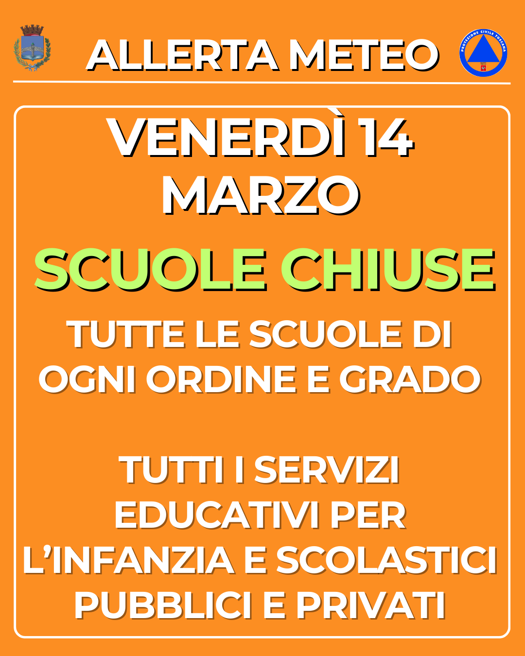 Scuole di Pontedera chiuse venerdì 14 marzo. Mercato settimanale annullato - Comune di Pontedera